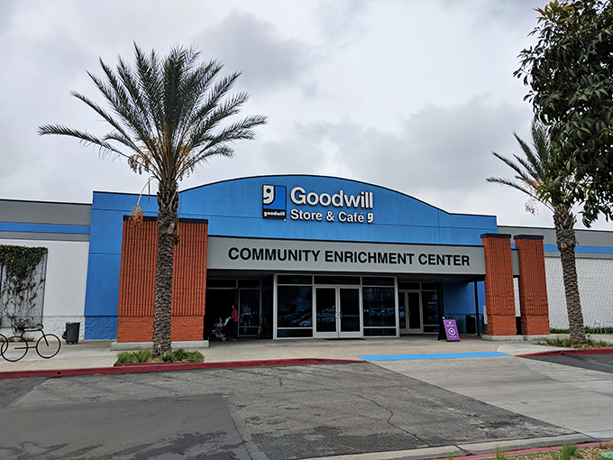 Goodwill's bargain bonanza! This unassuming storefront is the gateway to a thrifter's paradise of by-the-pound deals.