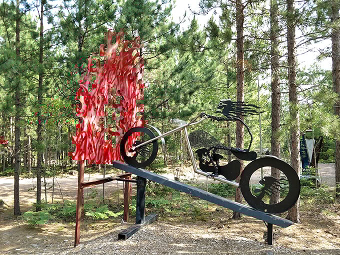 Metal masterpieces or fever dreams? Tom Lakenen's scrap sculptures prove that one man's junk is another man's Jurassic Park.