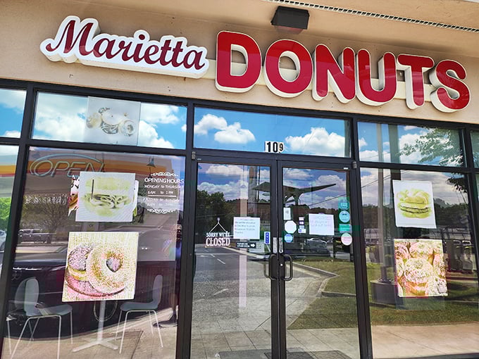 Marietta Donuts: Where dreams come in circular form. This no-frills facade hides a wonderland of fried dough that would make Homer Simpson weep with joy.