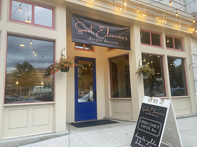 Sweet Eleanor's: Where calories don't count and sugar is a food group! This charming blue door leads to a world of confectionery wonders.