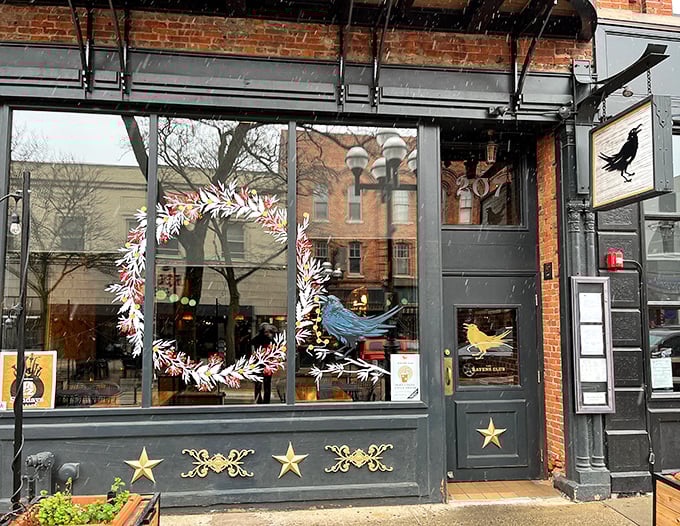 Nevermore shall you be thirsty! The Raven's Club's enchanting entrance is more inviting than Poe's chamber door. Tap, tap, tapping for a tipple?