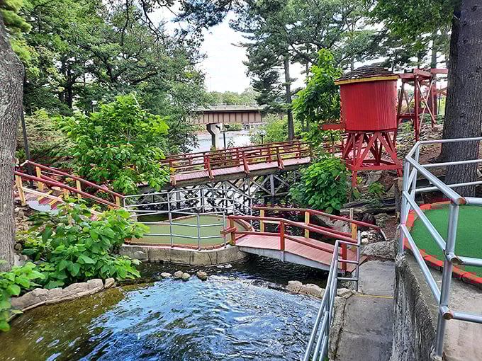 Timber Falls: Where Paul Bunyan meets putt-putt. Watch out for flying golf balls &ndash; and roller coaster screams!