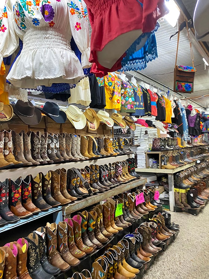 Hat heaven or fruit paradise? At 77 Flea Market, you can dress like a cowboy while eating like a toucan.