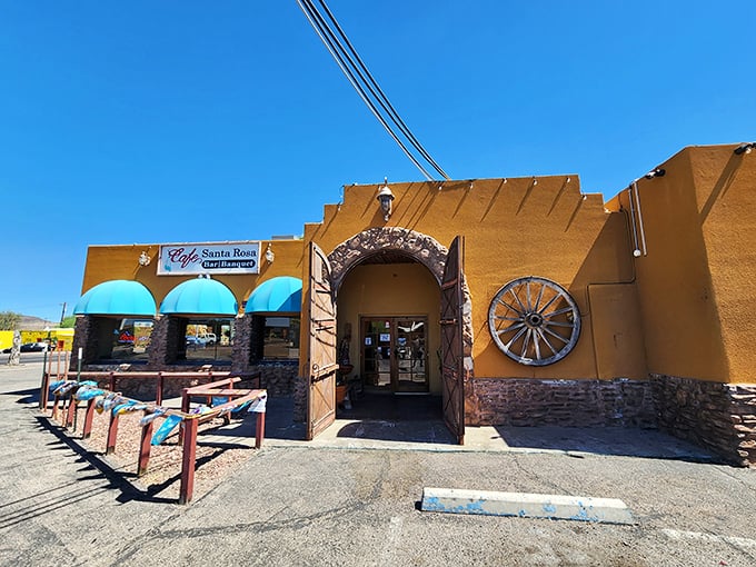That wagon wheel isn't just decor &ndash; it's a warning. You're in for a wild ride of flavor at this fry bread rodeo!