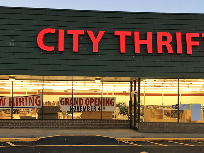 Grand opening, grander savings! City Thrift's sleek facade hints at the stylish steals waiting just beyond those gleaming doors.