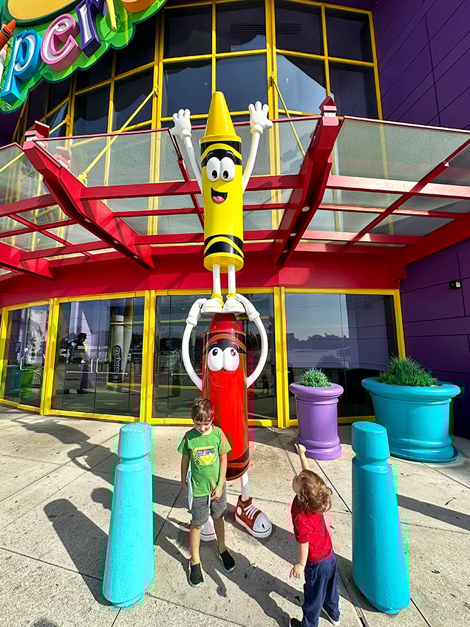 Meet the happiest crayon on Earth! This colorful character is ready to guide you through a world of creativity.