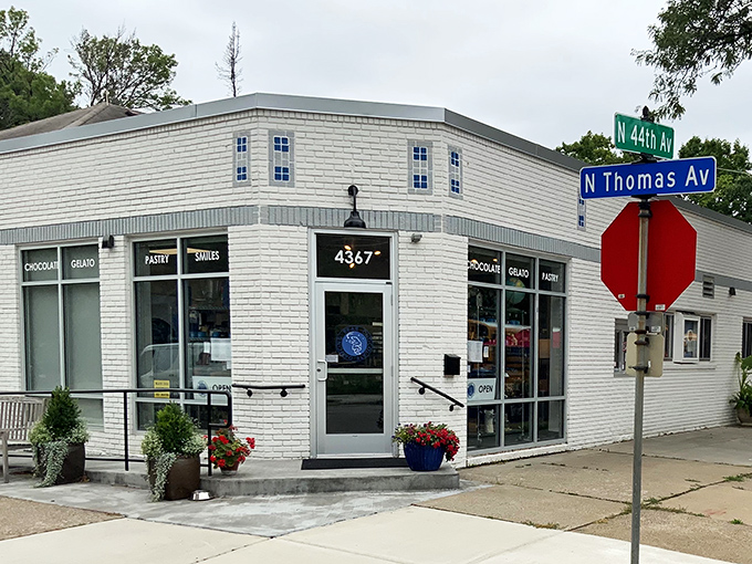 Chocolate corner of joy! Dancing Bear's crisp exterior hints at the playful delights waiting just beyond those doors.