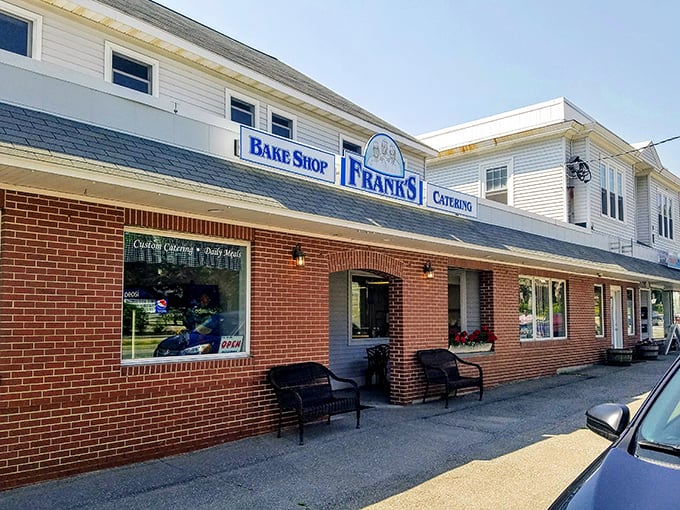 Baked goods and small-town charm, served fresh daily! Frank's Bake Shop's quaint exterior promises a trip down memory lane, one whoopie pie at a time.