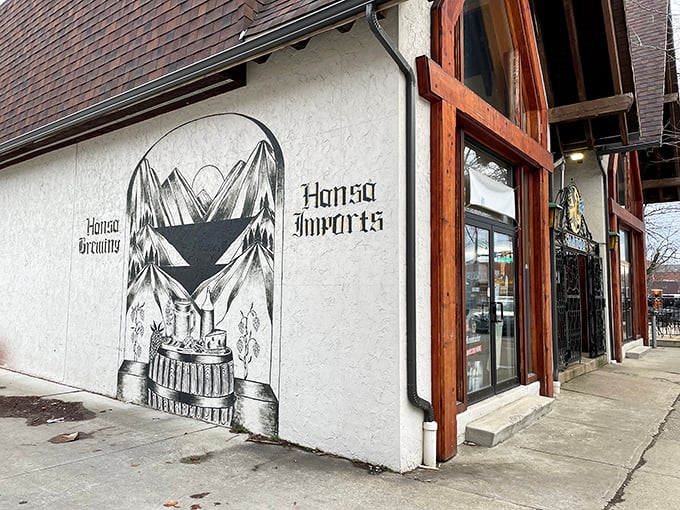 Hoppy heaven alert! Hansa's storefront hints at the liquid gold and Eastern European delights waiting inside.