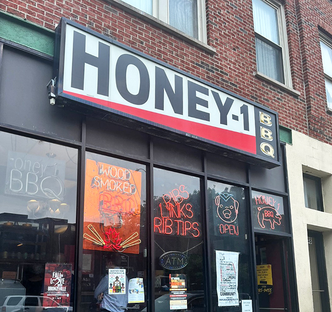 BBQ so good, it glows! Honey 1's signs are like bat signals for meat lovers &ndash; answer the call and prepare for flavor overload.