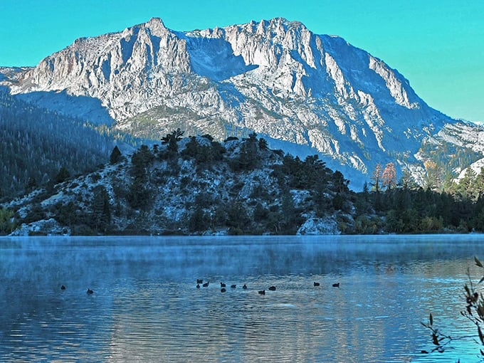 Alpine perfection: June Lake's pristine waters and mountain backdrop are straight out of a postcard.