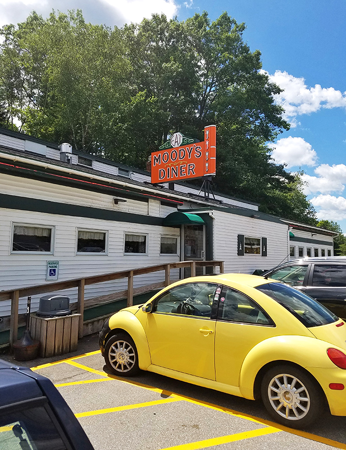 At Moody's, the only thing more classic than the diner itself is that sunny yellow Beetle parked out front.