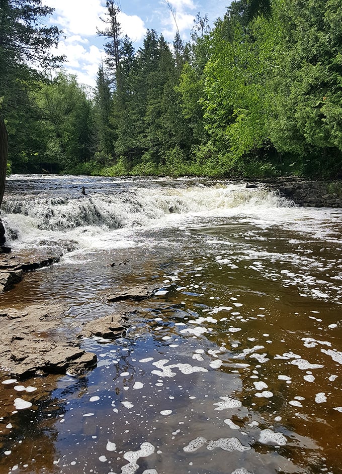 Swimming at Ocqueoc Falls: Nature's own jacuzzi, but with better scenery. Who needs a spa when you've got this aquatic playground?