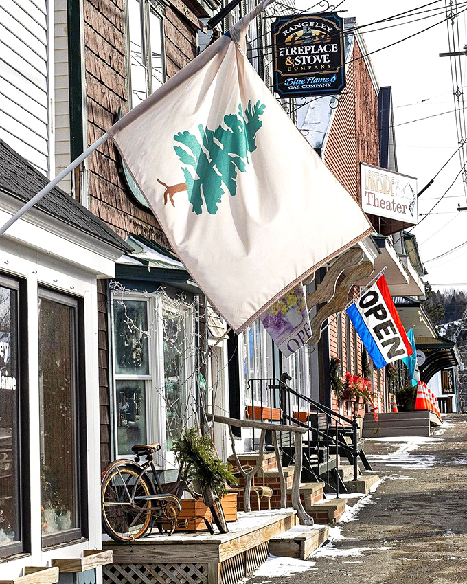 Downtown Rangeley: where the coffee is warm, and the welcome is even warmer.