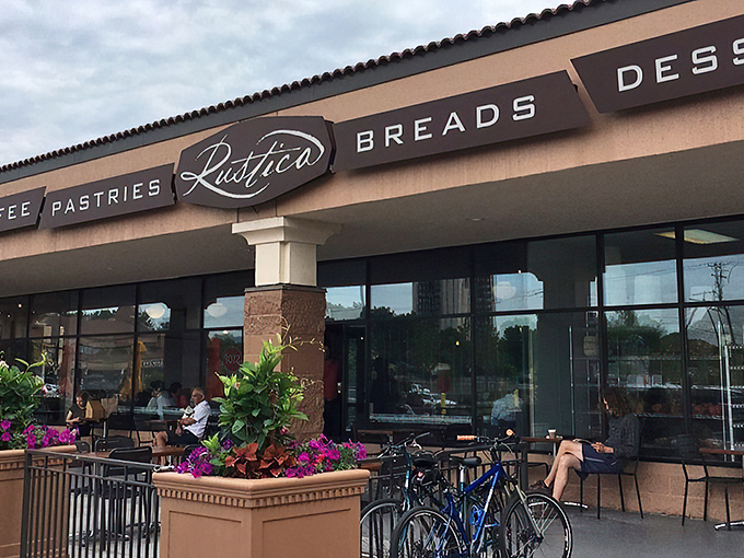 Rustica's welcoming entrance: Step into a world where "Coffee, Pastries, Bread" isn't just a sign &ndash; it's a way of life.