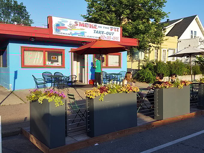 Where there's smoke, there's flavor. Smoke in the Pit's humble exterior belies the taste explosion happening inside those baby blue walls.