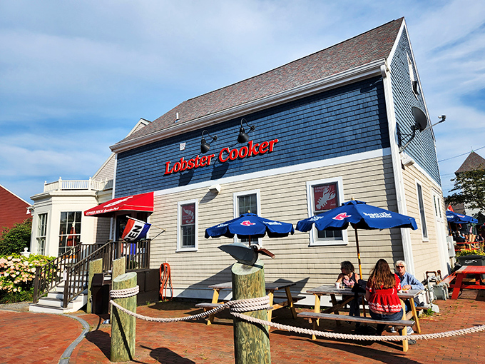 Blue and white charm with a side of seafood perfection. The Lobster Cooker is Freeport's hidden gem.