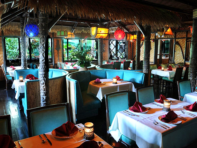 Step into Mai-Kai's dining room, where waterfalls meet mood lighting. It's like dining inside a tropical snow globe &ndash; minus the snow.
