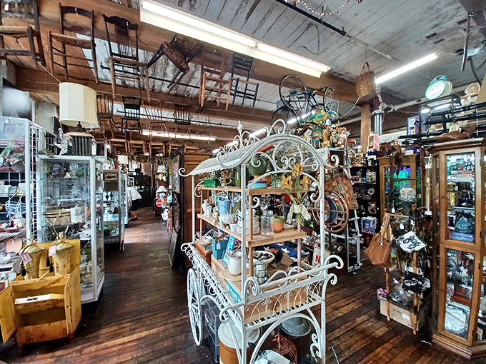 Vintage vibes and endless aisles! This old mill churns out treasures instead of textiles now. Every nook and cranny holds a potential gem.