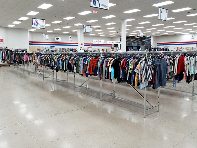 Welcome to the land of endless possibilities! This Salvation Army store is where fashion trends of yesteryear come to party with modern steals.