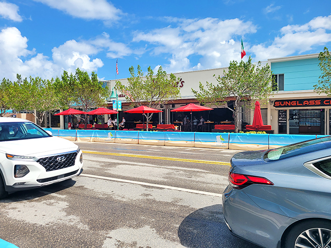 Neon nights and cheesy delights! Vinnie's glows like a beacon of hope for the pizza-starved masses. Follow the red light!