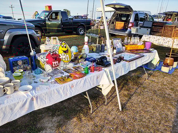 Hockey jerseys and hidden gems galore! This booth is a sports fan's dream and a collector's paradise. Time to channel your inner Wayne Gretzky!