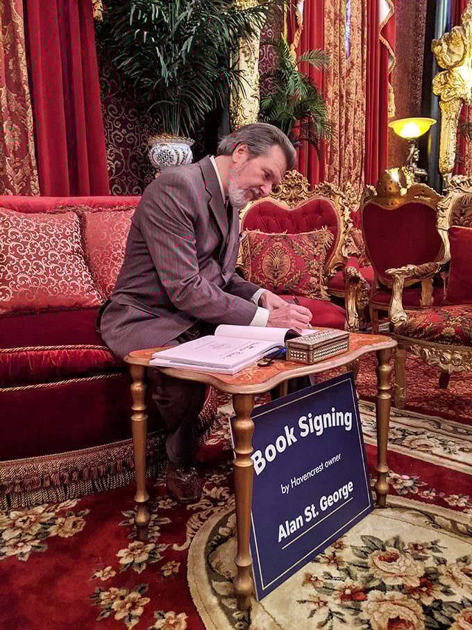 Meet the castle's royal scribe! Alan St. George, Havencrest's owner, shares stories as rich as the decor surrounding him.