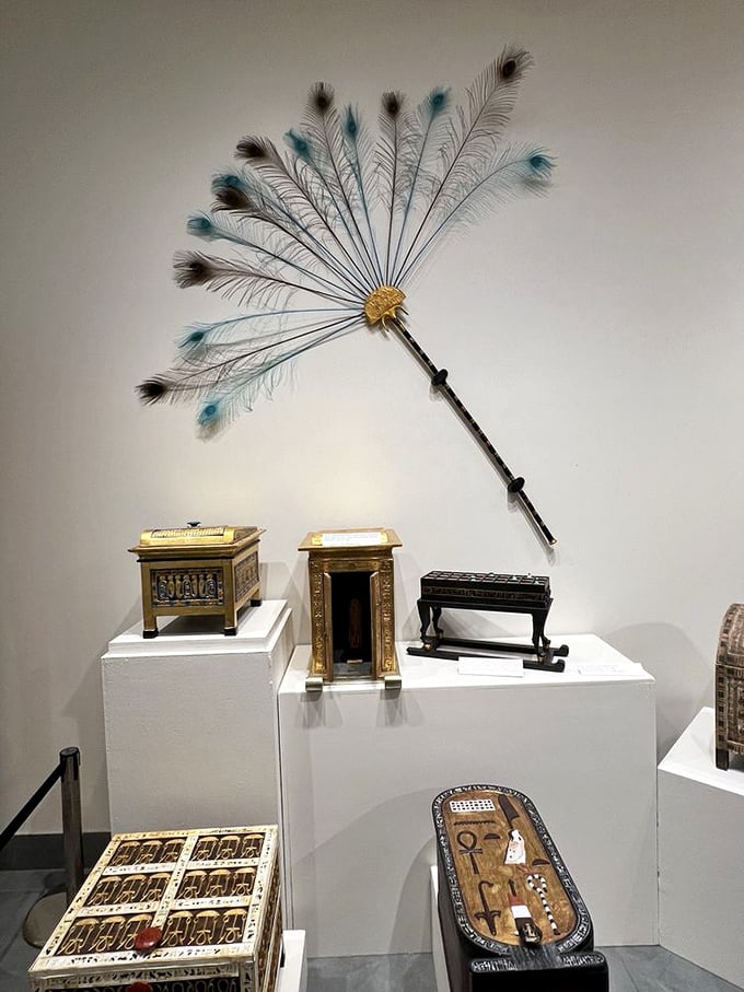 Ancient Egypt meets Florida sunshine in this eclectic display. It's like King Tut decided to open a beachside gift shop!