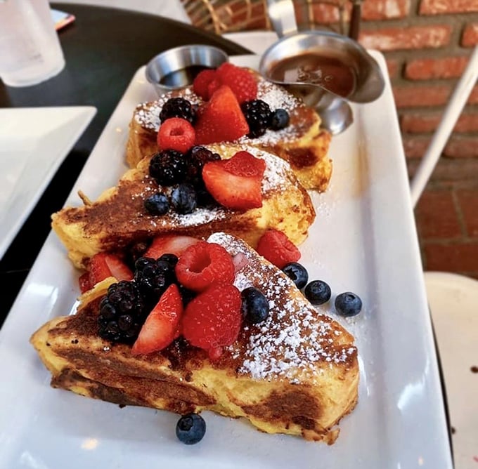 Behold the holy grail of breakfast: French toast that's more dressed up than most of us on a Friday night.