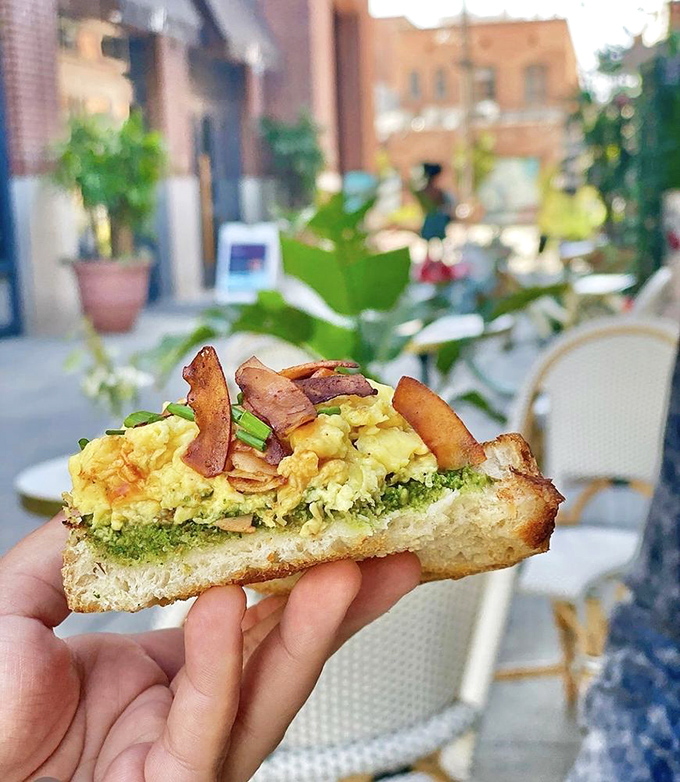 Sandwich goals achieved! This plant-based masterpiece is proof that you don't need to be a carnivore to live your best breakfast life. Even Ron Swanson might approve.