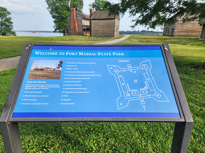 Map quest, 18th-century style! This bird's-eye view of Fort Massac is better than any GPS &ndash; no "recalculating" necessary.