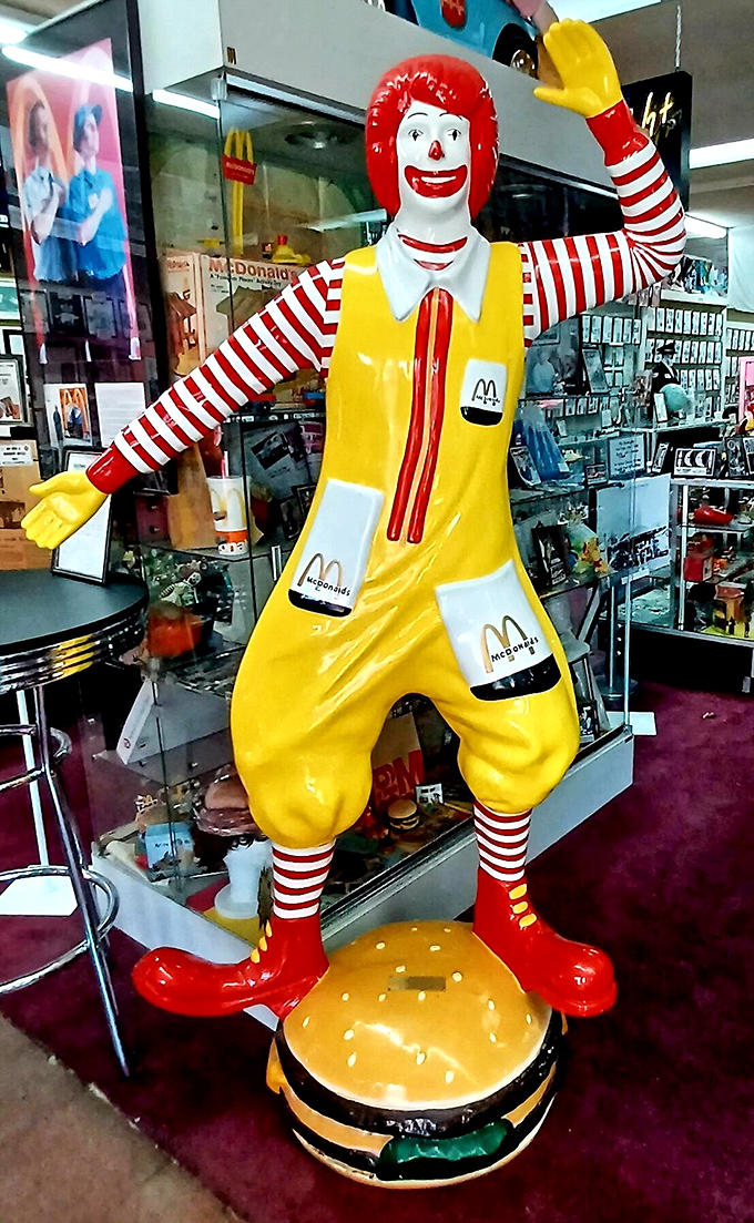 The clown prince of burgers strikes a pose. Ronald McDonald stands tall, a sentinel guarding decades of Happy Meal memories and countless playground adventures.