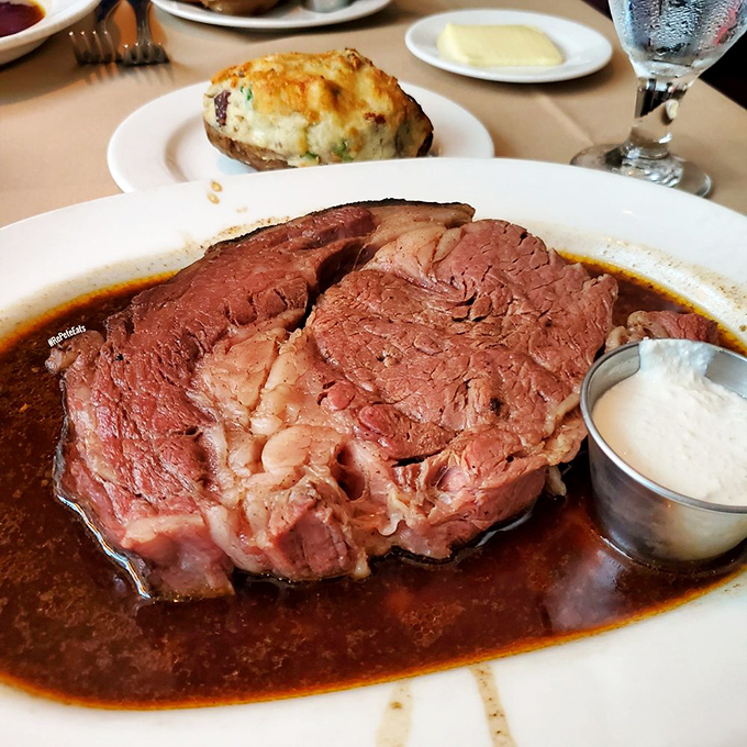 Juicier than gossip at a church picnic, this prime rib is the stuff of carnivorous fantasies.