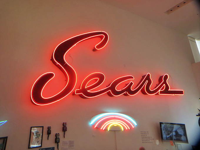 Sears and roebuck and rock and roll! This classic sign brings back memories of catalog shopping and simpler times.