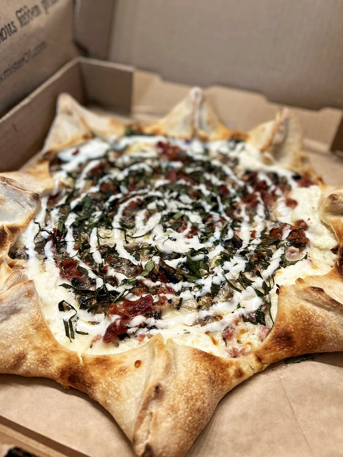 Behold, the pizza that launched a thousand Instagram posts! This star-shaped wonder is ready for its close-up.