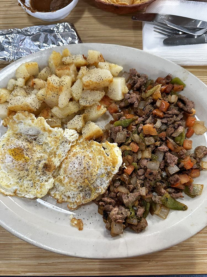 Steak picado and eggs: Where cowboy breakfast meets Mexican flair. It's a protein-packed fiesta to kickstart your day!