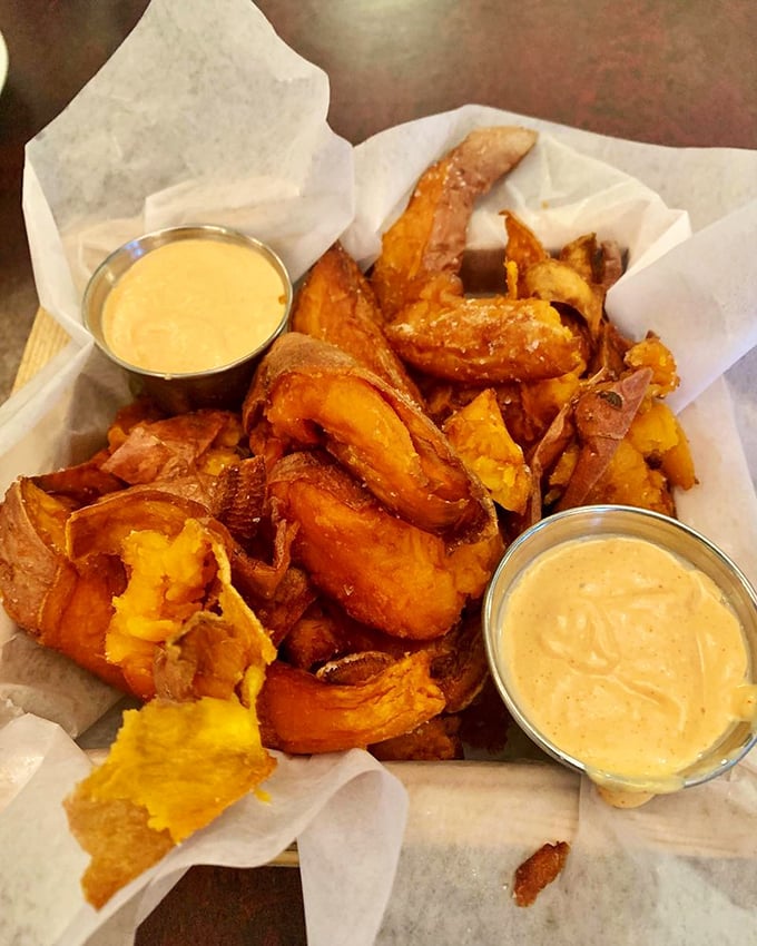 Sweet potato fries that could make a grown man weep with joy. Crispy, golden, and more addictive than your favorite Netflix series.