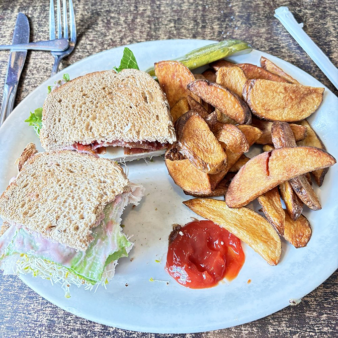 This turkey sandwich isn't just farm-to-table, it's farm-to-fabulous. Those fries? They're the supporting actors stealing the show.