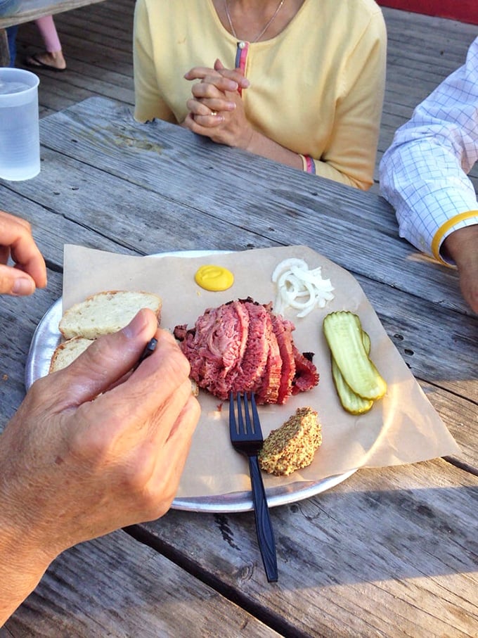 Pastrami perfection on a plate! It's like a meaty masterpiece that would make even Lady Gaga's meat dress jealous.