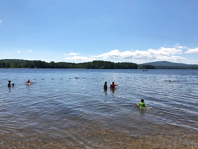 "Who says you can't have a pool party in a lake?" Swimmers of all ages dot the water, proving that Mother Nature throws the best summer bashes.