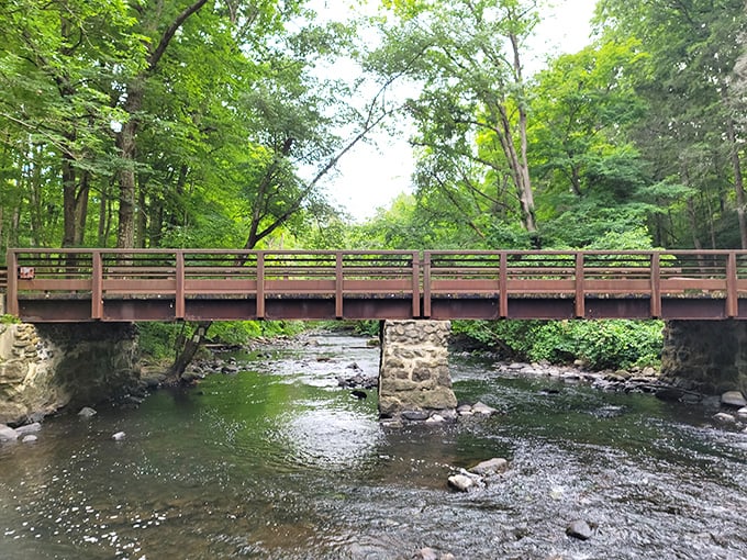 Bridge over untroubled water. It's like someone took a postcard and made it real. Simon and Garfunkel would approve.