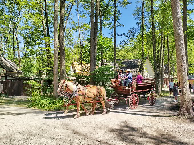 Forget Uber, this is how you roll in style at the faire. Neigh-ver been a more charming way to travel!