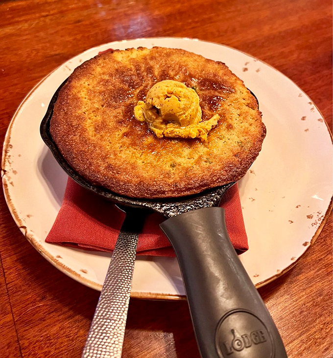 Cornbread that's hotter than a two-dollar pistol! Served in a cast-iron skillet, it's the perfect sidekick to any cowboy's feast.
