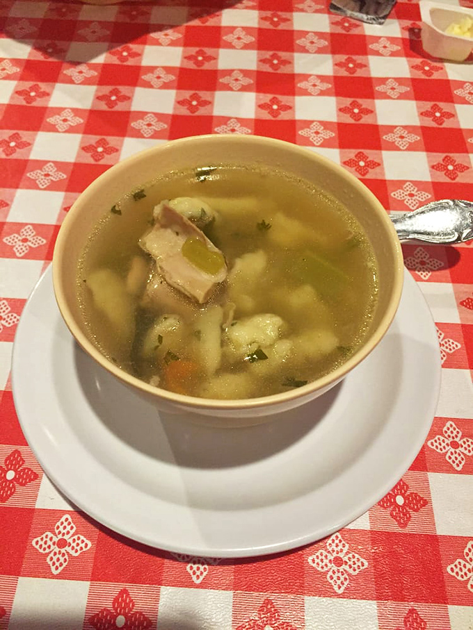 Soup that's worth pulling over for! This chicken dumpling concoction could make even the Soup Nazi say, "Soup for you!"
