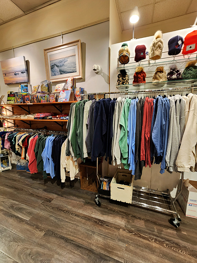 Who knew Maine style could be so... stylish? This clothing corner is serving up looks that scream "lobster bake chic" with a side of cozy.