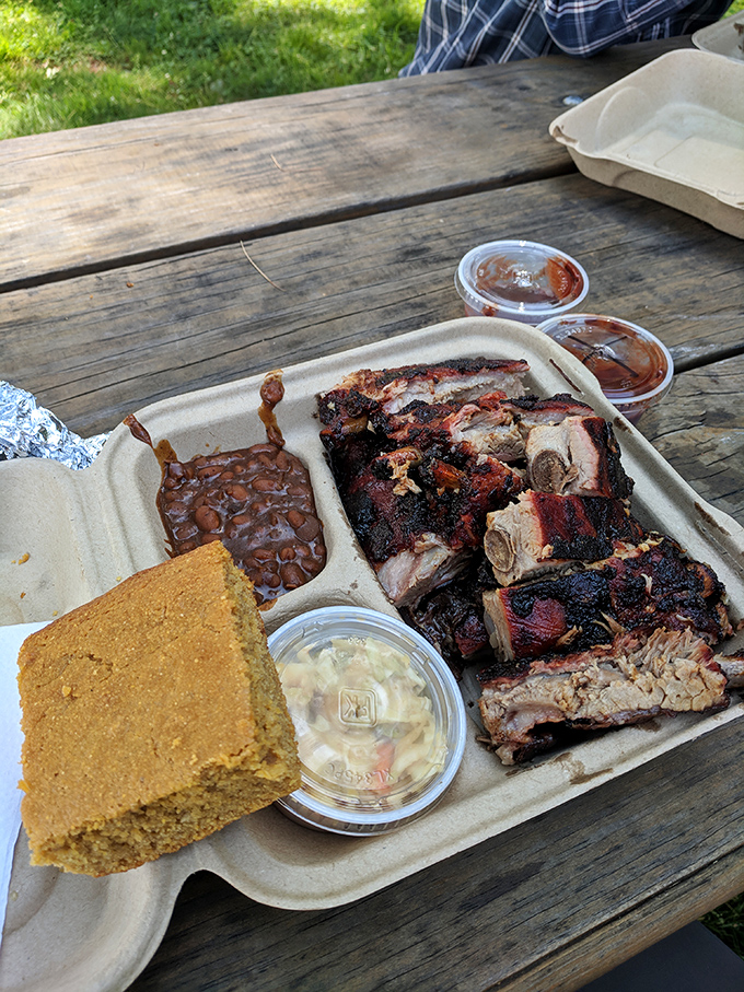 The holy trinity of BBQ! This combo plate is like a greatest hits album for your taste buds.