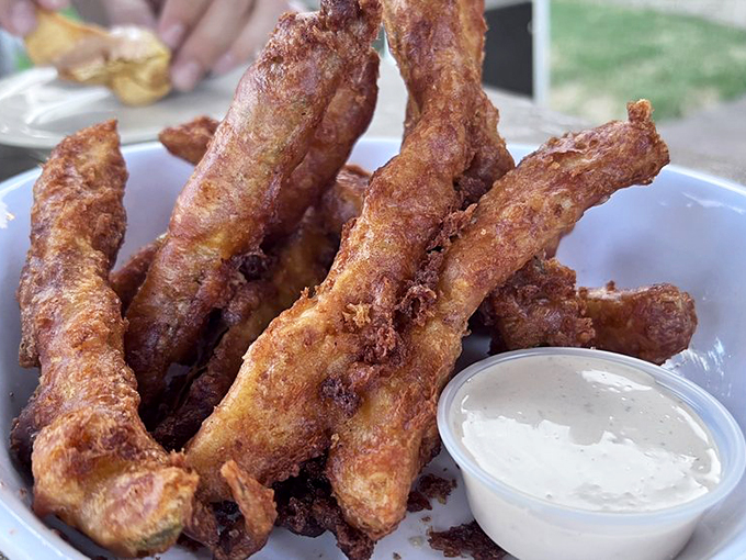 Crispy on the outside, tangy on the inside &ndash; these fried pickles are like a flavor rollercoaster for your taste buds. Buckle up!