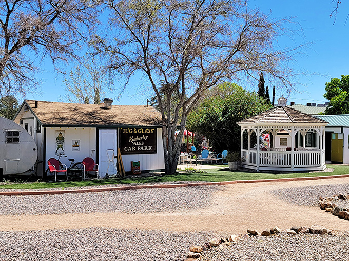 Who needs a time machine when you've got a gazebo? This quaint corner of the Shady Dell is perfect for sipping lemonade and pretending you're in a Norman Rockwell painting.
