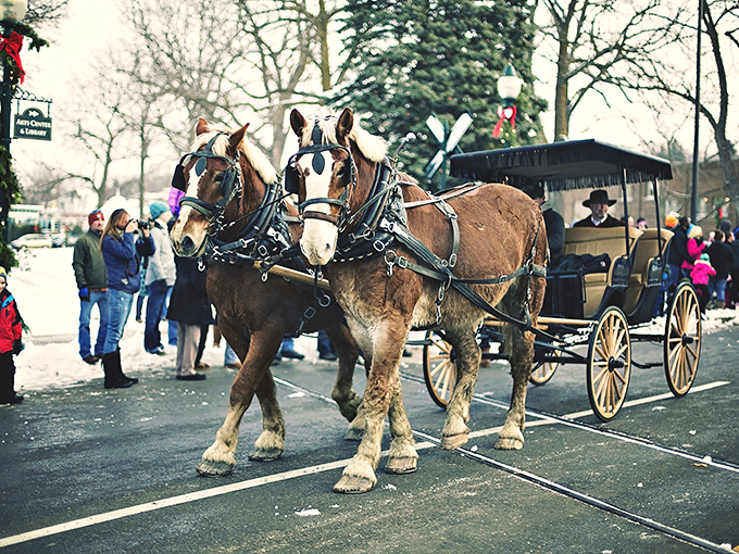 Giddy-up and go! Petoskey's holiday parade brings out the horse-drawn carriages. It's like time-traveling to a Victorian Christmas, minus the uncomfortable corsets.
