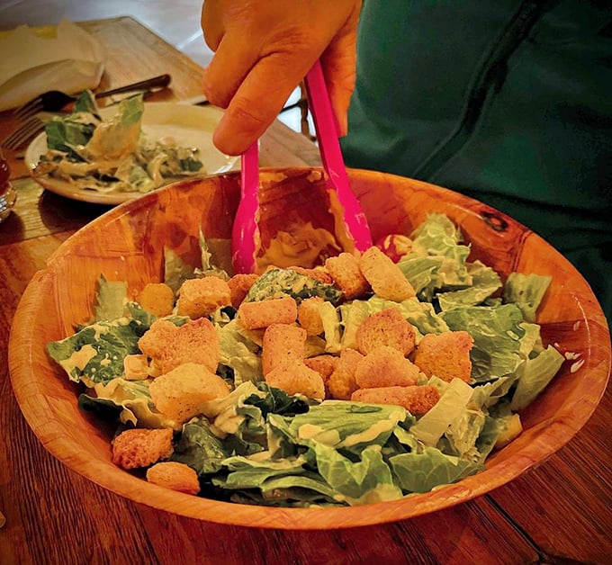Greenery alert! This salad's like the opening act at a rock concert – necessary, but we all know what you're really here for.